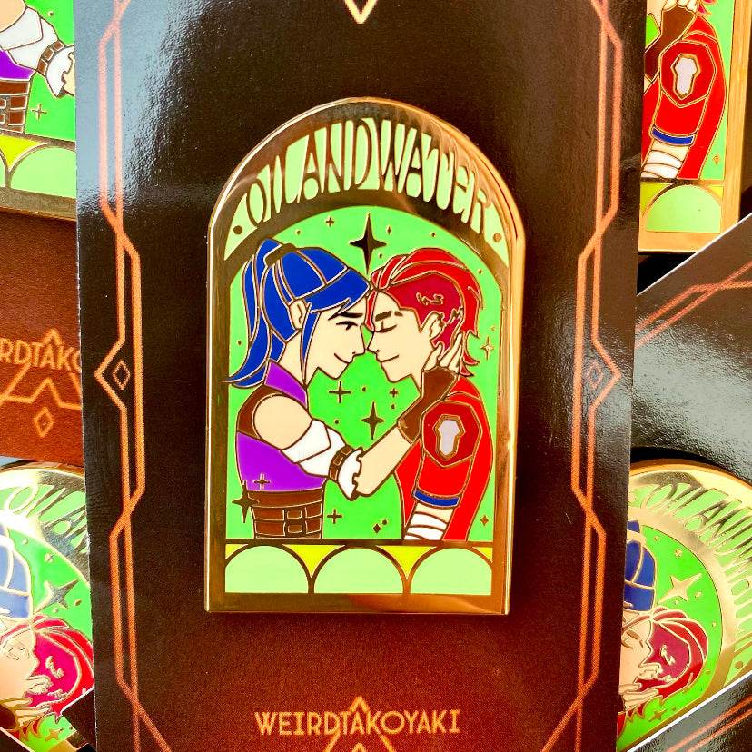 PREORDER Caitvi oil and water enamel pin – weirdtakoyaki